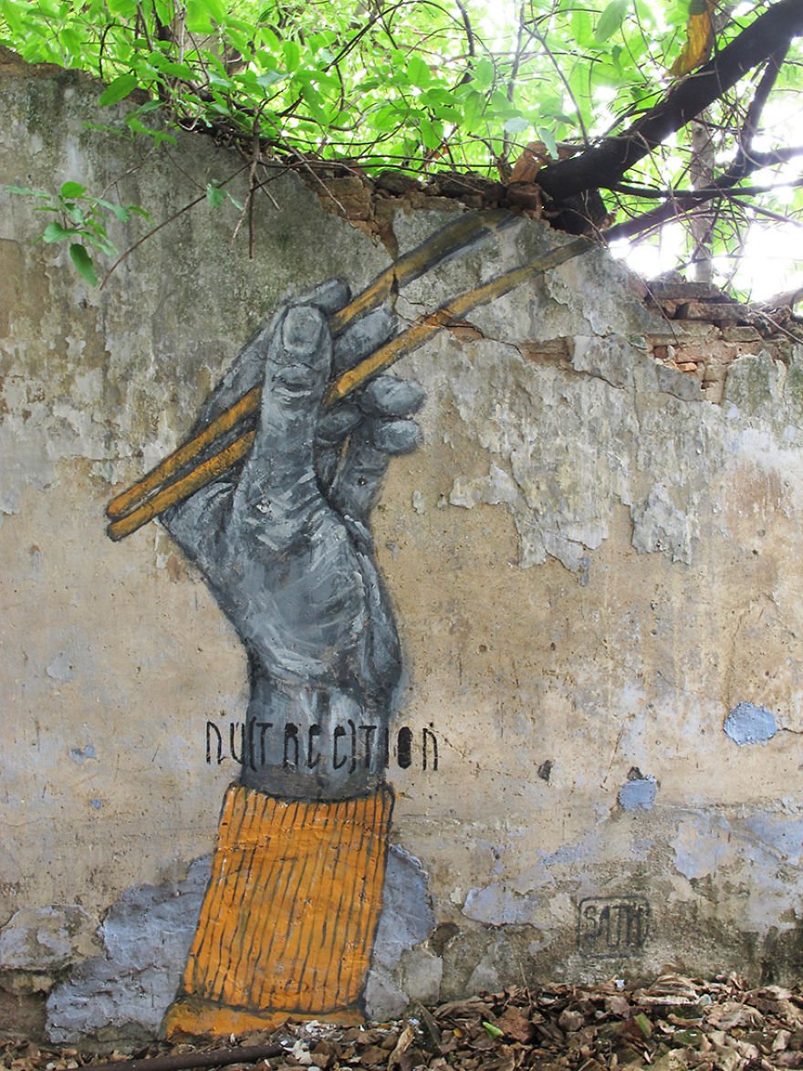 Street Artist Incorporates Urban Surroundings In His Series Of ...