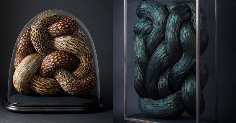 Artist Uses the Fallen Feathers of Birds to Create Brilliant Serpent ...